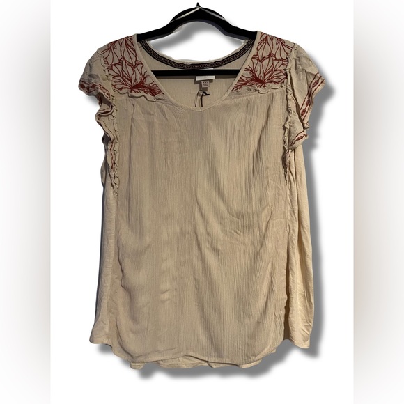 Knox Rose | Tops | Knox Rose Cream Colored Blouse With Cap Red ...